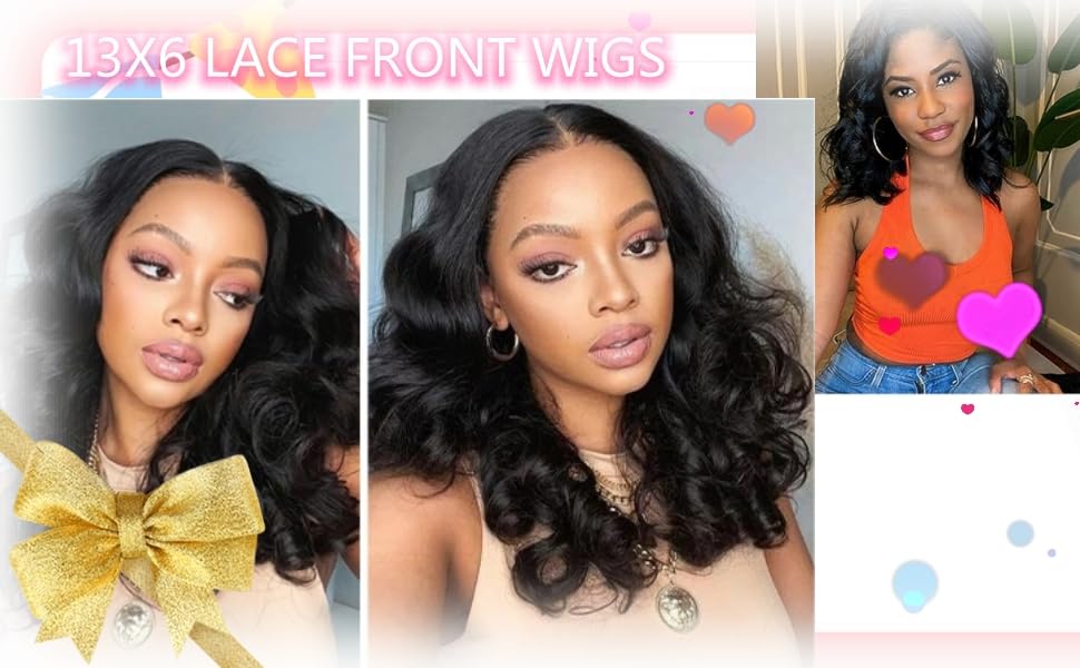 Amazon.com : EMOBANA Bob Wig Human Hair 13x6 Lace Front Wigs 12 Inch Loose Body Wave HD Lace ...
