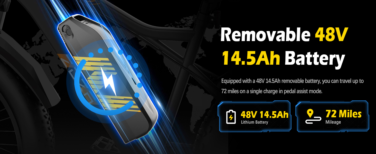 Amazon.com : ZDZA Electric Bike, 26"x4.0" Fat Tire Electric Bike, 1500W Peak Motor, 48V 14.5Ah ...