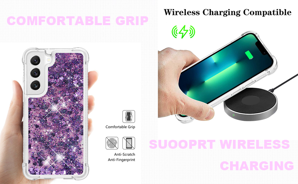 Amazon.com: LEMAXELERS Compatible with Galaxy S21+ 5G Case, Bling Glitter Liquid Clear Case ...