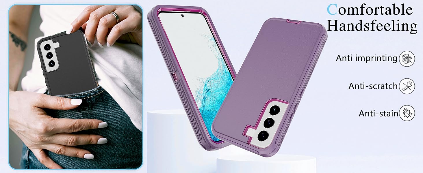 for Samsung S22 Case Galaxy S22 Case with Soft TPU Film Screen Protector,3 in 1 Shockproof TPU ...