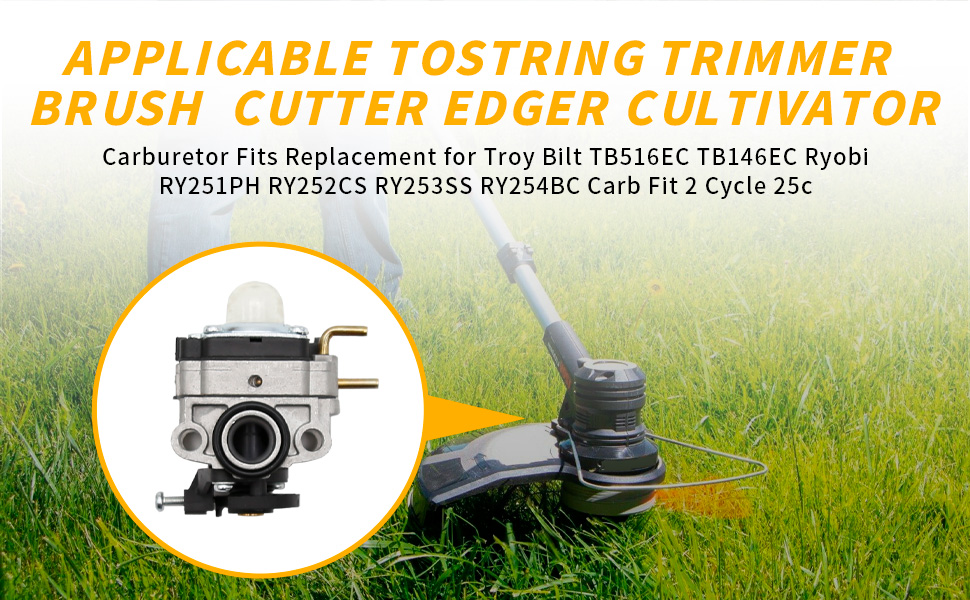 753-06258A Carburetor Replacement for Ryobi RY251PH RY253SS RY252CS RY254BC 2 Cycle 25cc Engine ...