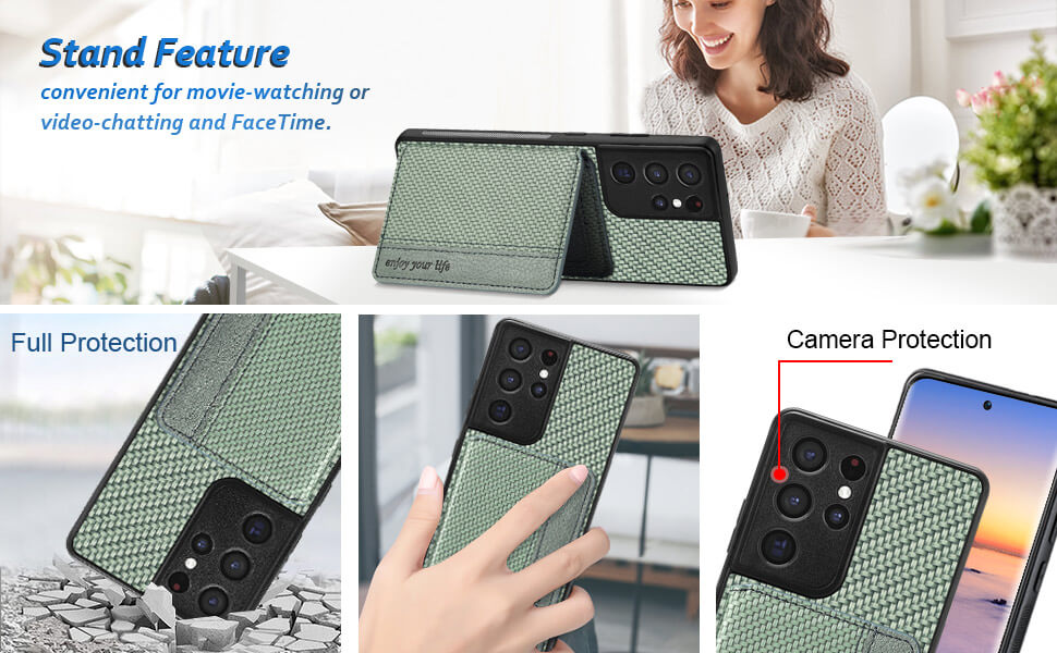 Amazon.com: JanCalm S21 Ultra Case Card Holder,for Galaxy S21 Ultra Case,[RFID Blocking Slots ...