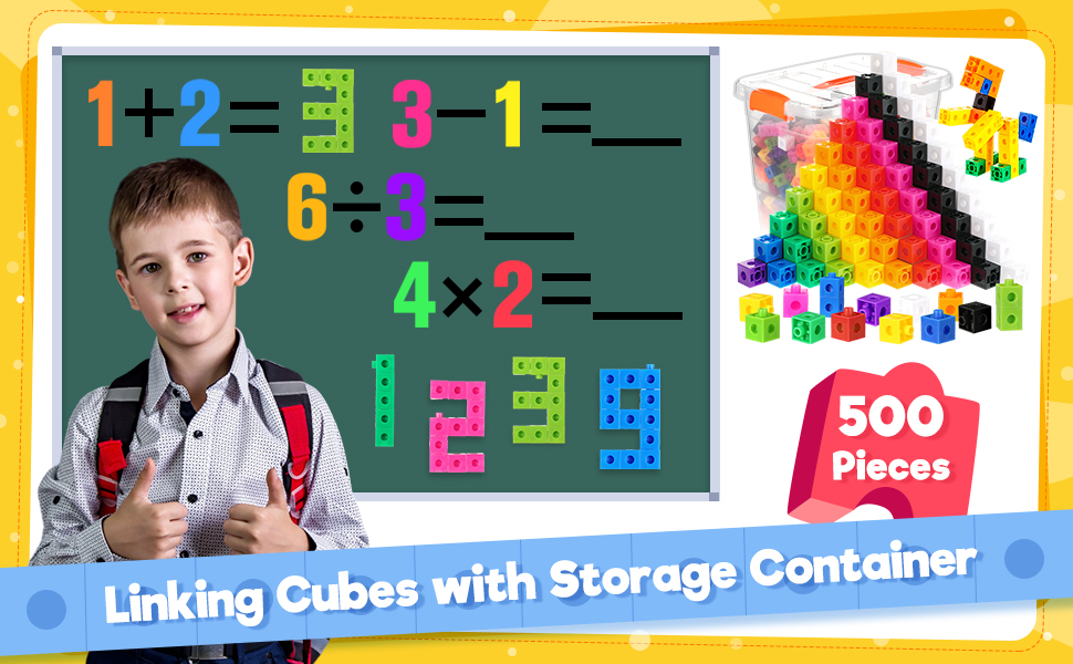 Jenaai 500 Pcs Math Learning Linking Cube With Storage Container Counting Cubes