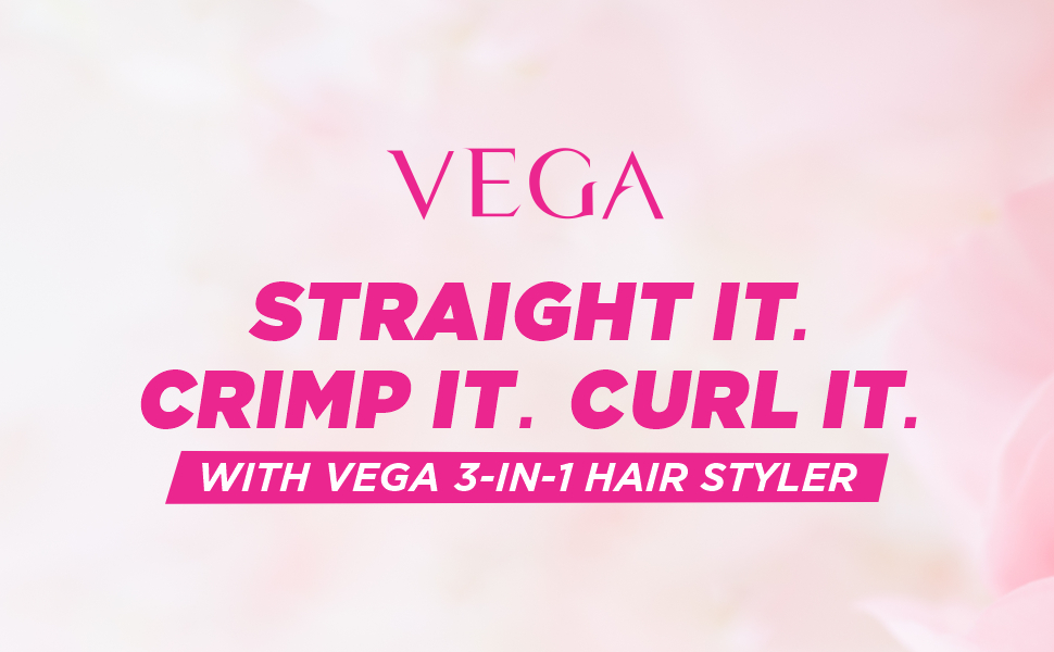 VEGA 3 in 1 Hair Styler, Straightener, Curler & Crimper (VHSCC-01), Black : Amazon.in: Beauty
