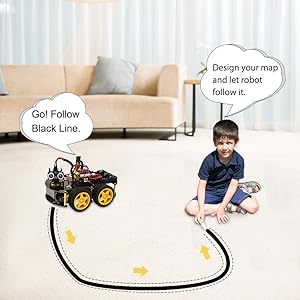 KEYESTUDIO 4WD Robot Car Kit for Arduino IDE with UN0 Board, Line ...