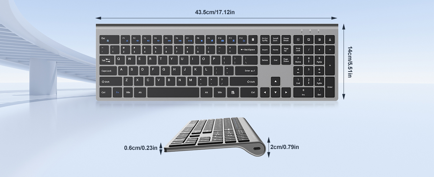 Amazon.in: Buy cimetech Rechargeable Wireless Keyboard, Full Size Ultra ...