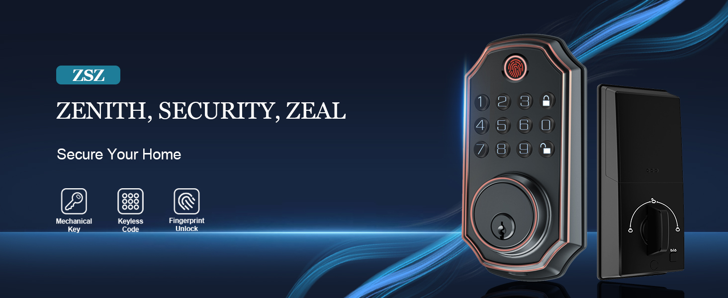 ZSZ Smart Locks for Front Door, Keyless Entry Door Lock with Fingerprint, Keypad & Code Unlock ...