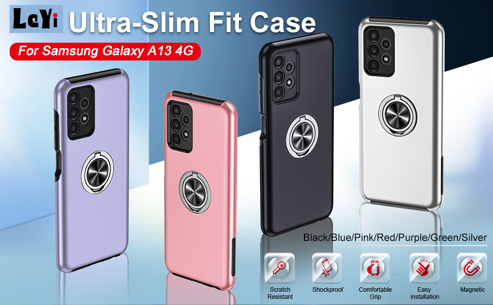 LeYi for Samsung Galaxy A13 4G Case and 2x Screen Protectors, Heavy Duty Protection Shockproof ...