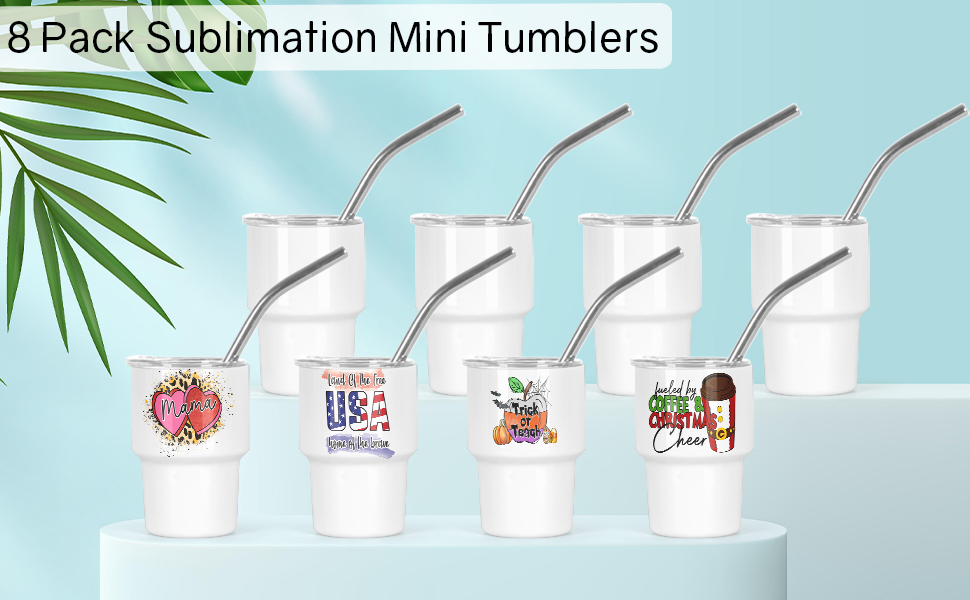Amazon.com | 3 oz Sublimation Shot Glass Tumblers, 8 Pack Sublimation ...
