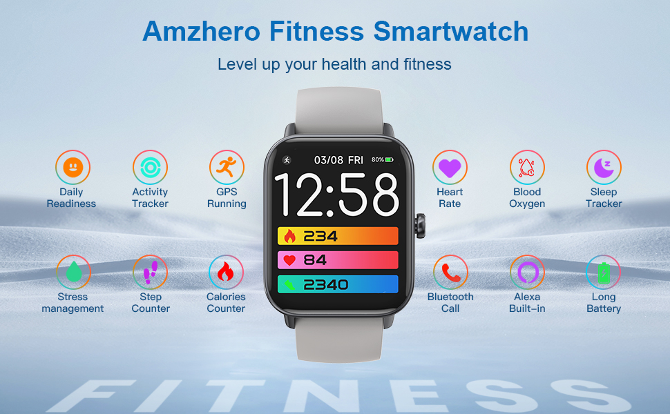 Amzhero Smartwatch Damen mit Telefonfunktion Alexa Integriert 1.8" Fitnessuhr 100+ Sportmodi ...