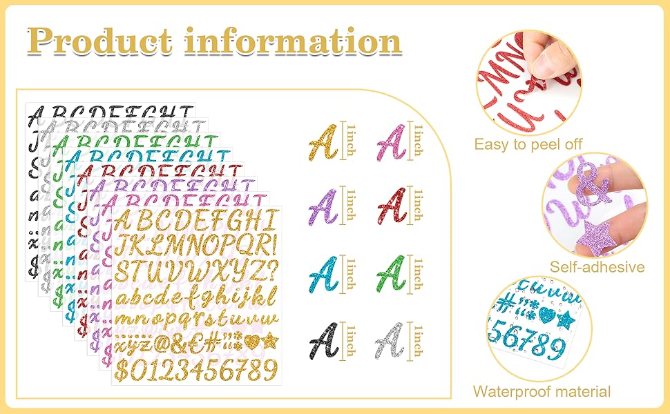 Amazon.com: 1245 PCS Letter Stickers Glitter 15 Sheets Alphabet Number ...