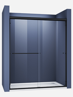 SUNNY Frameless Shower Door Double Sliding Shower Doors 48" W x 72" Shower Enclosure in Black ...
