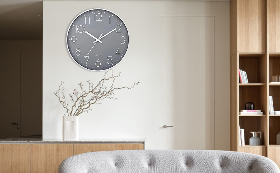 Amazon.com: Wall Clock Silent & Non Ticking Modern Quartz Battery Operated Digital Quiet Sweep ...