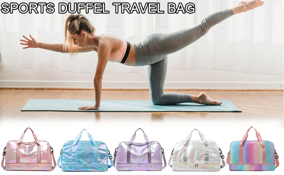 Sports Duffel Bag, Gym Bag with Shoes Compartment & Wet Pocket, Waterproof Overnight Bag Travel ...