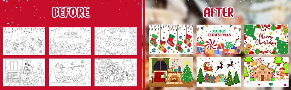Amazon.com : TREACLUB 36PCS Christmas Color Your Own Postcards, 6 ...