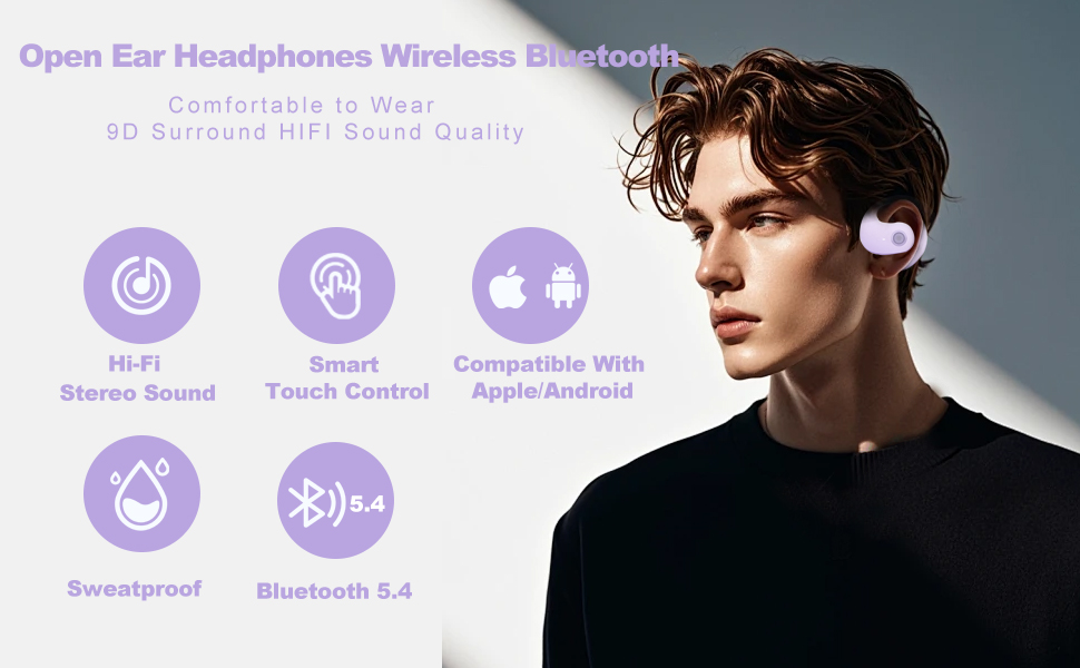 Amazon.com: Open Ear Headphones Wireless Bluetooth 5.4, OWS Hanging ...