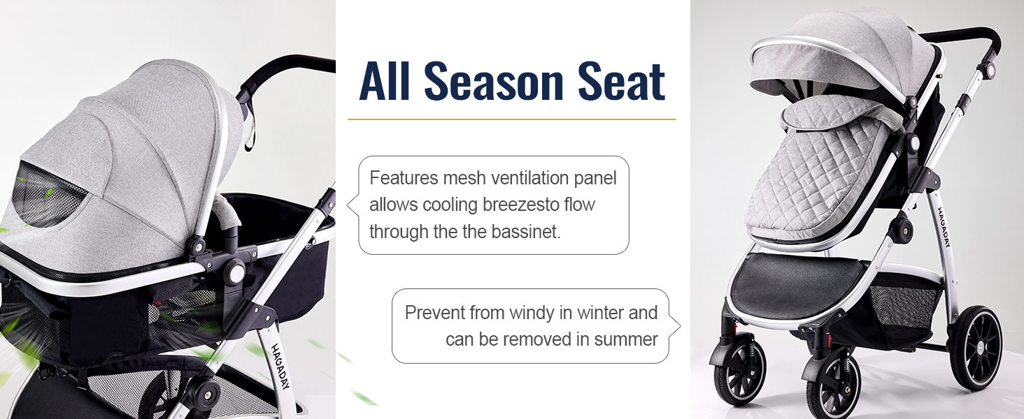 Amazon.com : Hagaday Baby Stroller, 2-in-1 Reversible Toddler Seat with Bassinet Mode, Foldable ...