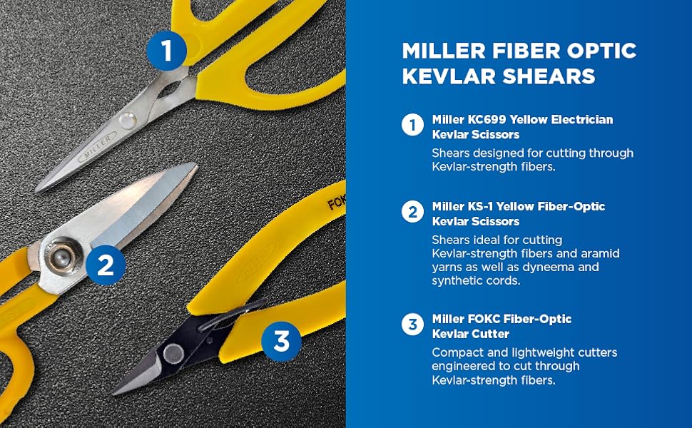 Amazon.com: Miller KS-1 Yellow Fiber Optic Kevlar Scissors, Easily ...