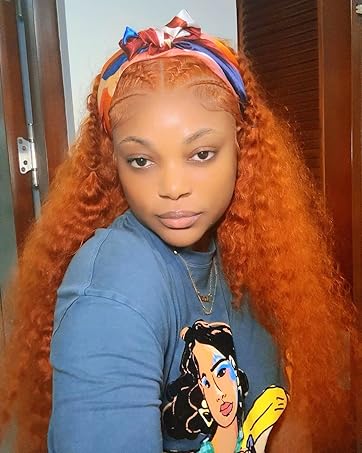 Amazon.com : SOEZ 26 Inch Ginger Orange Lace Front Wigs Human Hair Deep Wave 13x4 HD Transparent ...