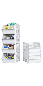 Amazon.com - Skywin Plastic Stackable Storage Bins for Pantry ...