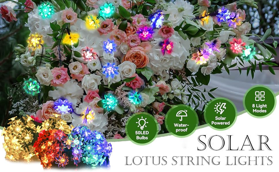 ITICdecor Solar Flower String Lights Outdoor Waterproof 50 LED Solar ...