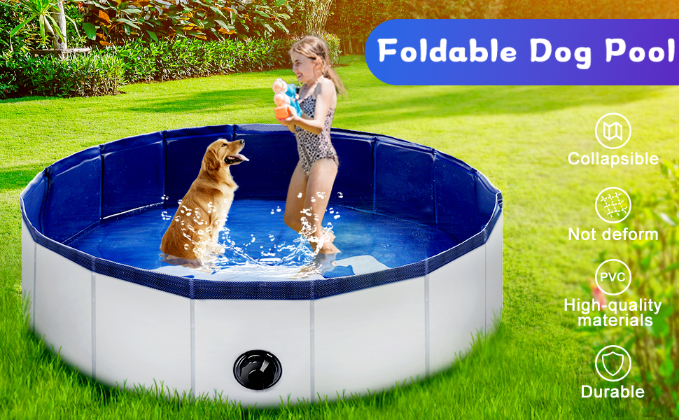 Amazon.com: StarOcean Foldable Dog Pool, Kiddie Pool Hard Plastic Pool for Kids, Swimming Pool ...
