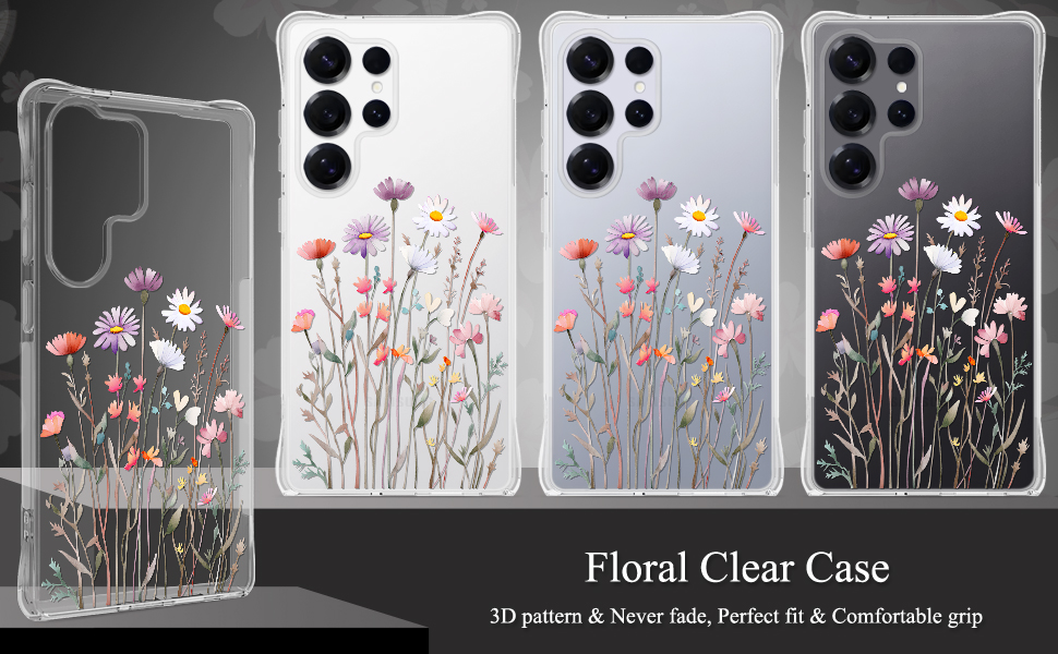 Amazon.com: GREATRULY Floral Clear Case for Samsung Galaxy S25 Ultra for Women Girls,Pretty ...