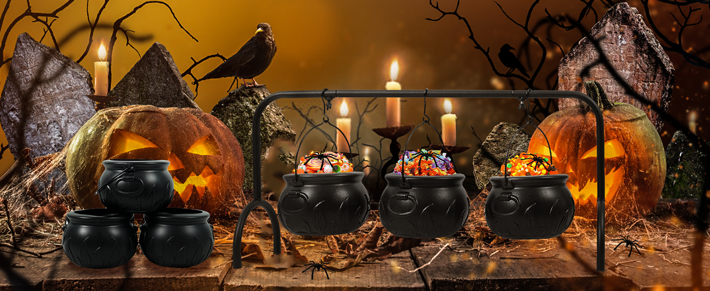 Amazon.com | Set of 6 Halloween Witches Cauldron Serving Candy Bowls ...