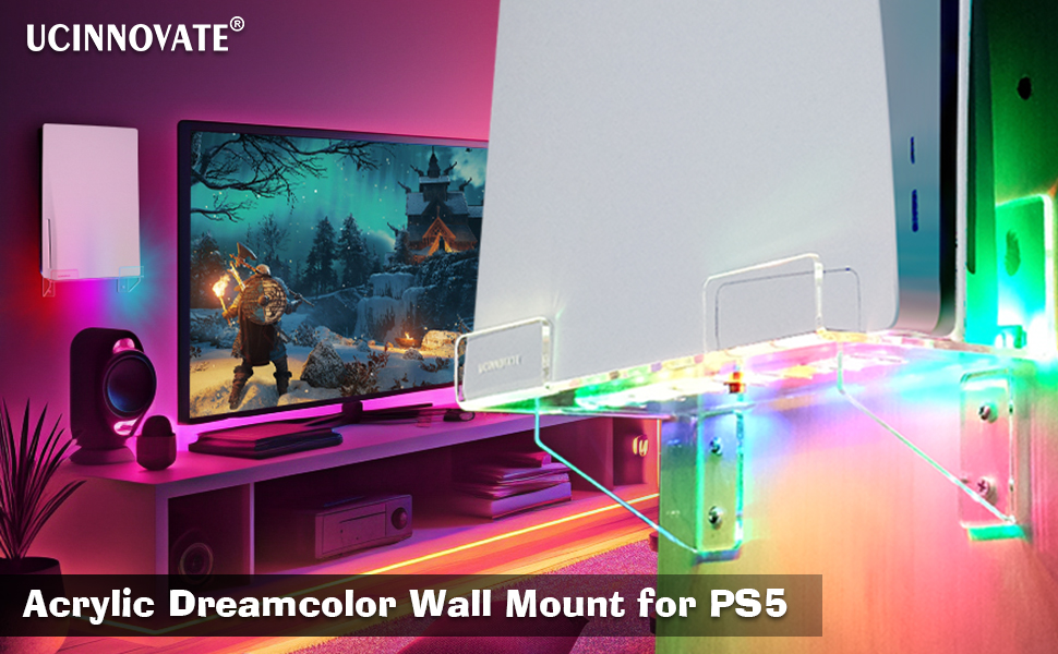 UCINNOVATE Acrylic Wall Mount for PS5, Wall Mount Kit with Dreamcolor ...