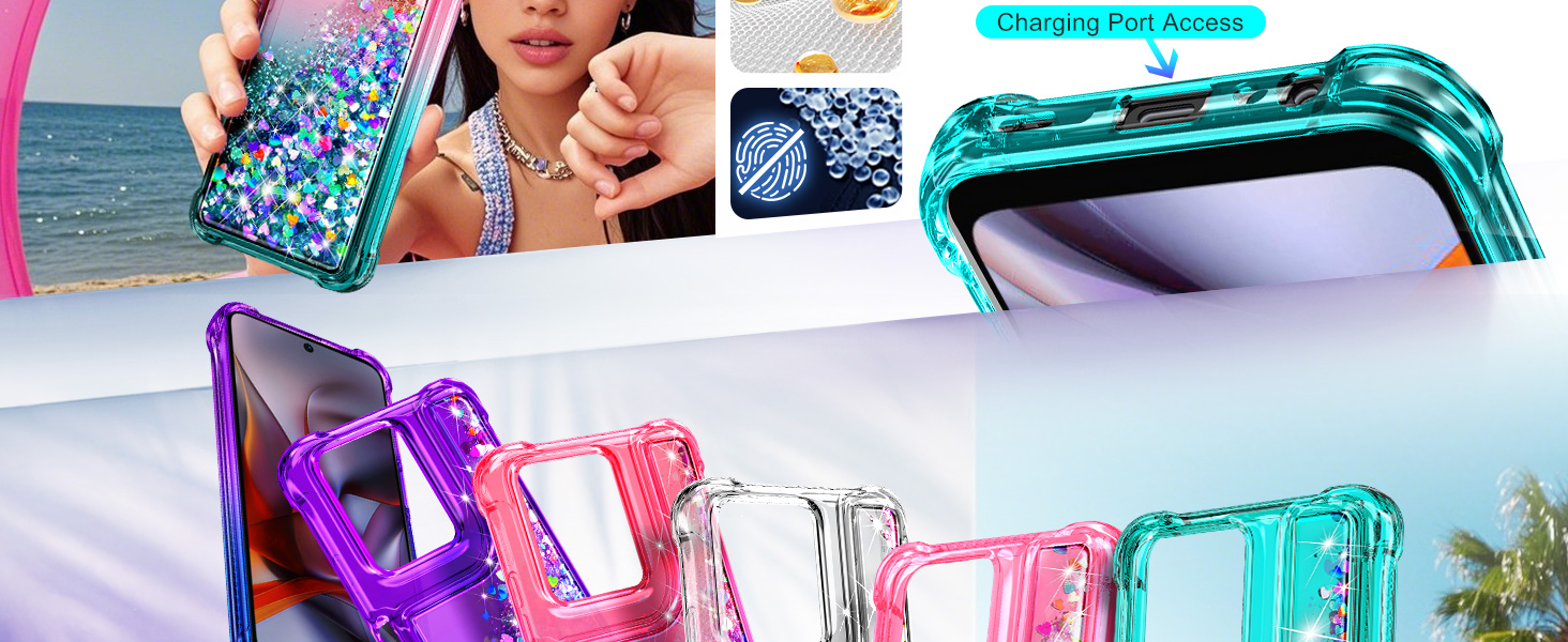 Amazon.com: WDHD Compatible with Samsung Galaxy A16-5G Phone Case Pink/Aqua | Bling Sparkly ...