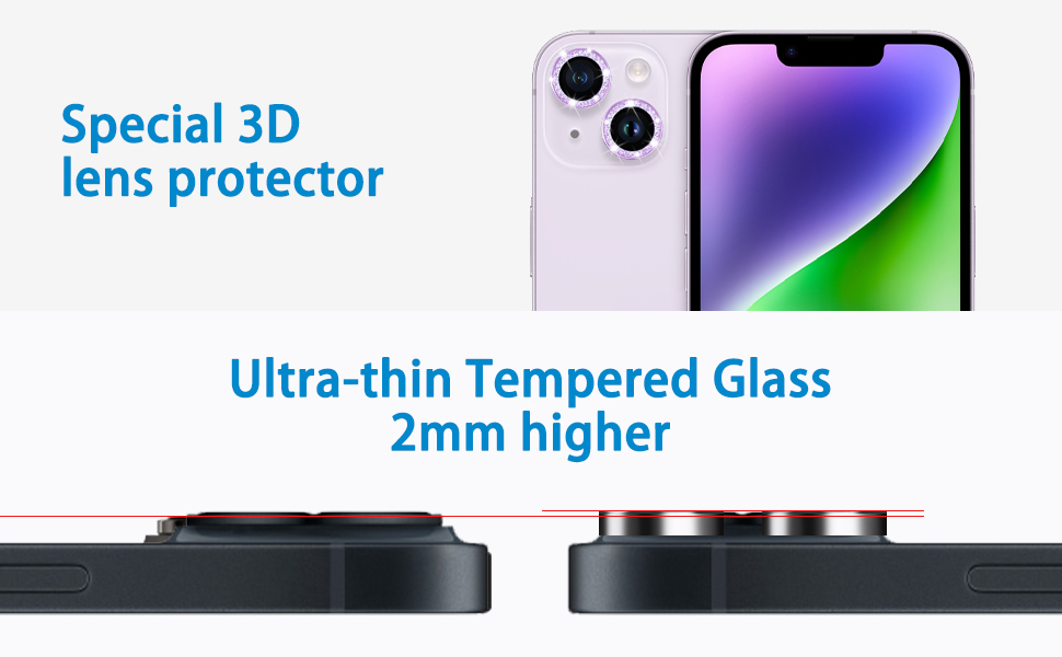Amazon.com: Hsefo Compatible with iPhone 14 & 14 Plus Camera Lens Protector, Bling Glitter ...
