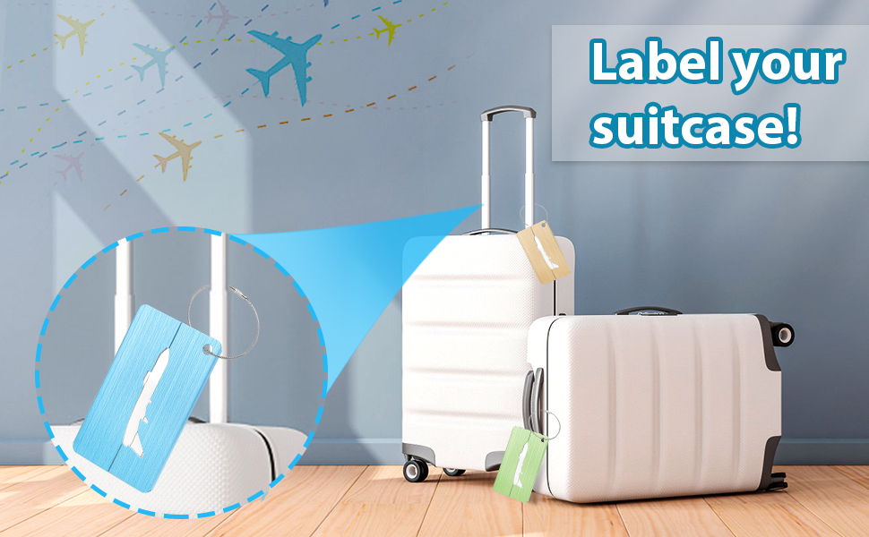 Alyvisun 5pcs Metal Luggage Tags for Suitcases, Aluminum Suitcase Tags with Steel Loop and Name ...