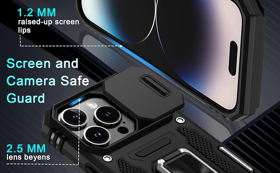 Amazon.com: DEERLAMN Case for iPhone 14 Pro with Slide Camera Cover+Screen Protector(1 Pack ...