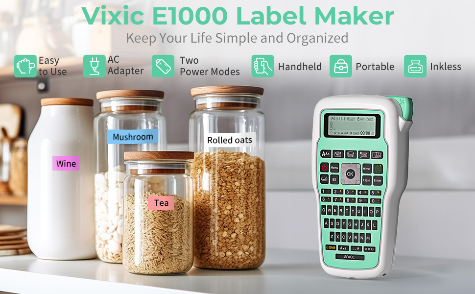 Amazon.com : Vixic E1000 Label Maker Machine with Tapes, Portable QWERTY Keyboard Label Maker ...