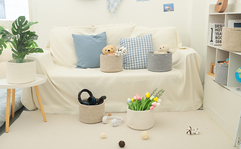 Amazon.com: MiniArk Baskets for Shelves | 9.7×9.7×7.1” Small Basket ...