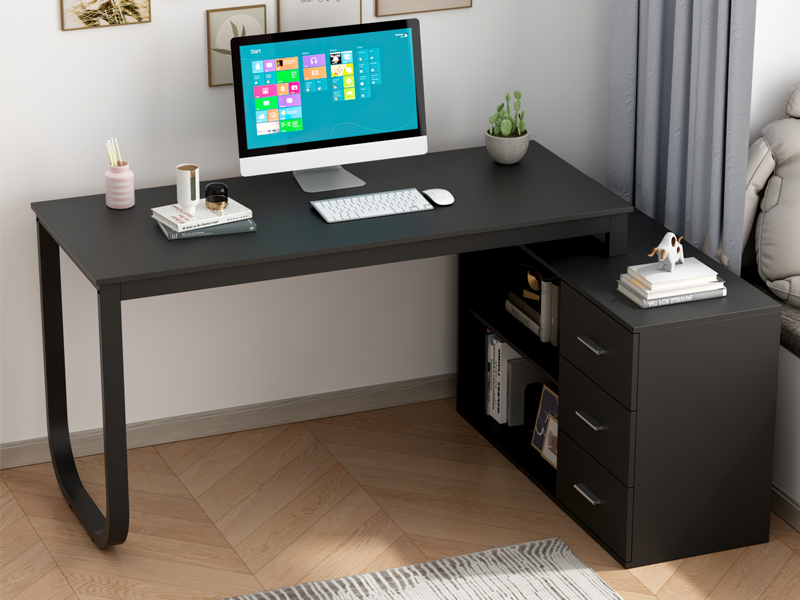 Amazon.com: Homsee Home Office Computer Desk Corner Desk with 3 Drawers ...