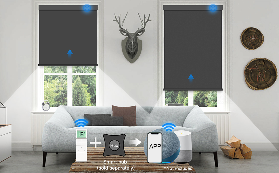 Amazon.com: Tokblind Motorized Roller Shades with Remote Control, Blackout Smart Blinds for ...