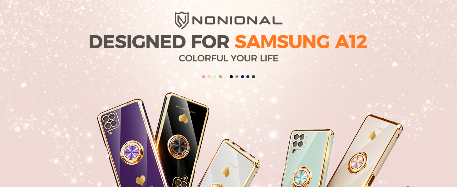 Amazon.com: Nonional for Samsung Galaxy A12 Case with 2 Pack Screen Protector, 360° Rotatable ...