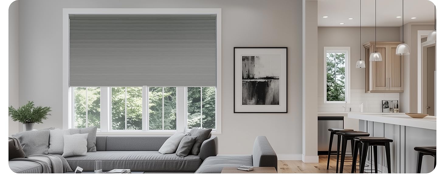 Amazon.com: BERISSA No Drill Blinds for Windows Blackout Cellular Shades Cordless,Easy to ...