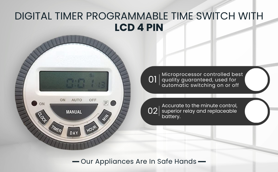 TM619H2 Digital Timer Programmable Time Switch with LCD 4 Pin (Pack of 2) : Amazon.in: Home ...
