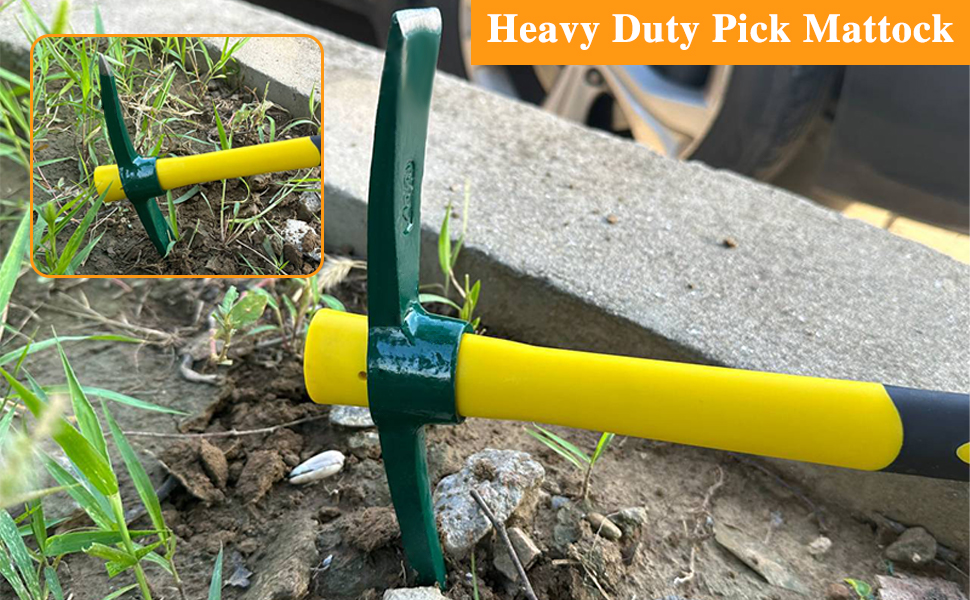 LEONTOOL 15 Inches Pick Mattock Hoe, Heavy Duty Forged Weeding Mattock ...