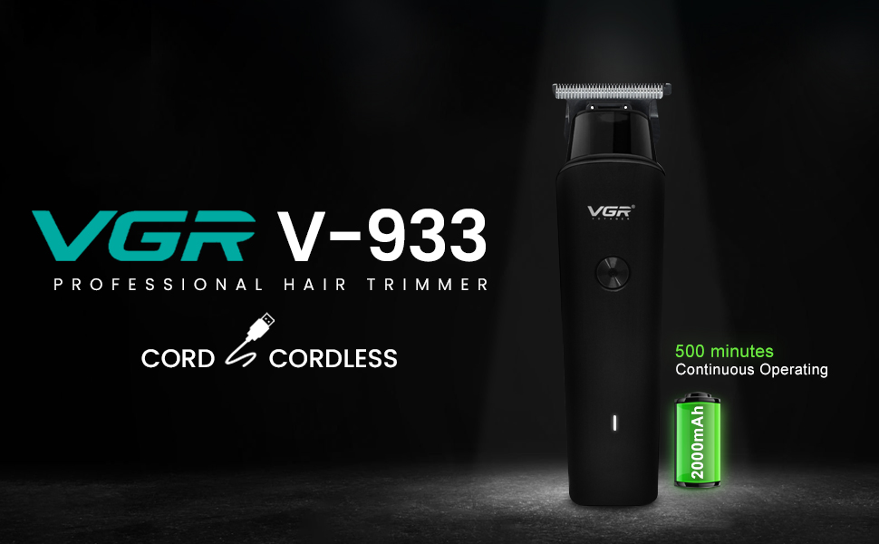 VGR V-933 Professional Corded & Cordless Hair Trimmer for Men with 500 min Long Runtime | USB ...