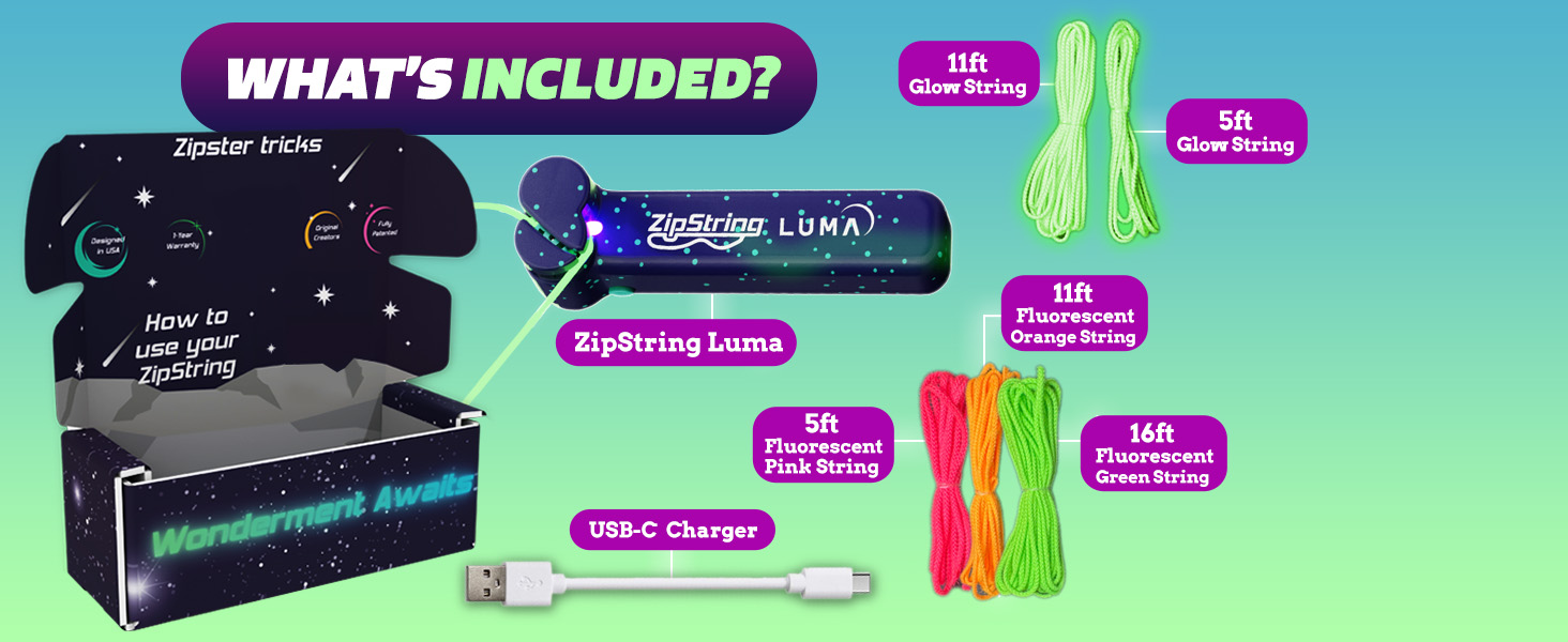 Amazon.com: ZipString Luma - The Patented Glow-in-The-Dark Toy That Flies a Loop of String ...