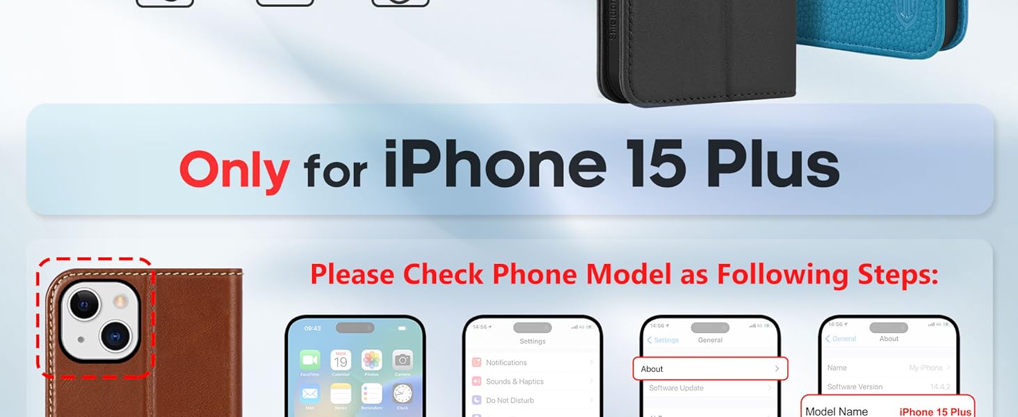 Amazon.com: SHIELDON Wallet Case for iPhone 15 Plus 5G 2023, Genuine Leather RFID Blocking ...