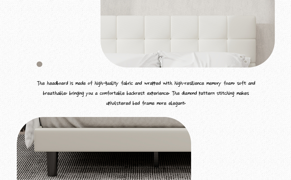 Amazon.com: Tuconia Upholstered Queen Size Bed Frame Platform with Adjustable Headboard Wood ...