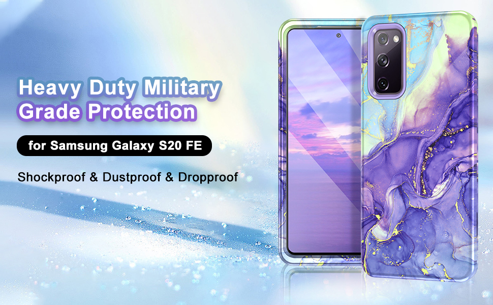 Amazon.com: Btscase for Galaxy S20 FE 5G Case, Marble Pattern 3 in 1 Heavy Duty Shockproof Full ...