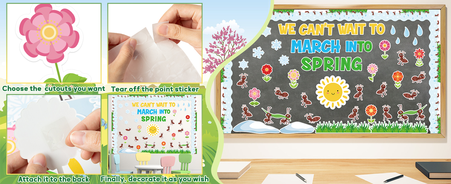 Amazon.com : CPicdn 127Pcs Spring Bulletin Board Classroom Decoration ...