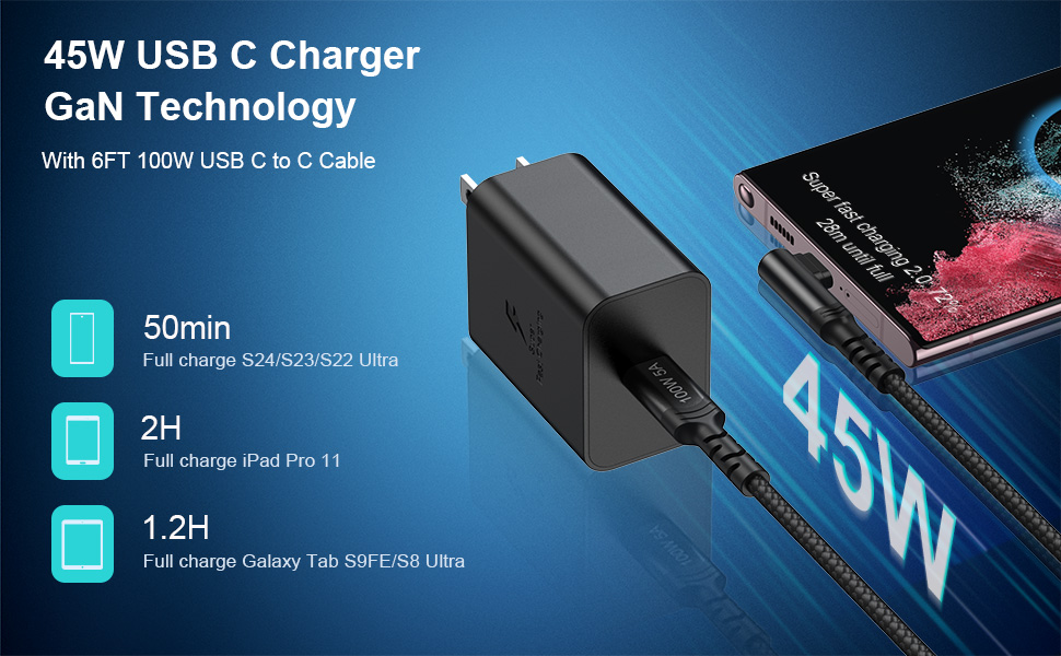 Amazon.com: Super Fast Charger Type C, Costyle 45W USB C Charger Type C Fast Charging Block with ...