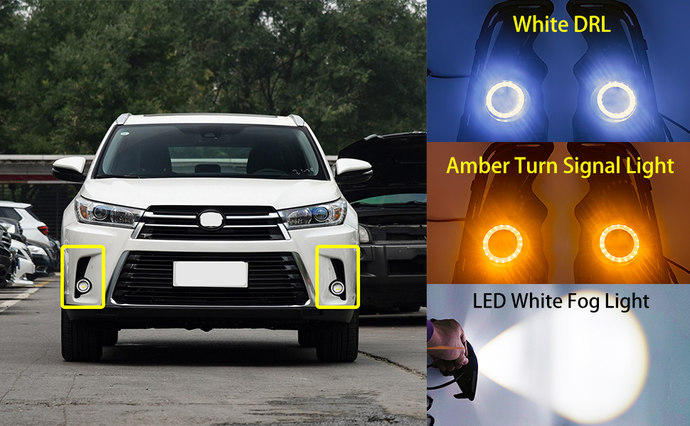 Amazon.com: ECAHAYAKU LED Fog Light Fit For 2017-2019 Toyota Highlander Fog Lamp Cover ...