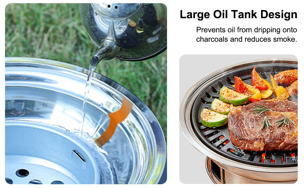 Amazon.com: PHOJEWI Korean BBQ Grill Charcoal, Small Charcoal Grill 13.7 Inches Portable Grill ...